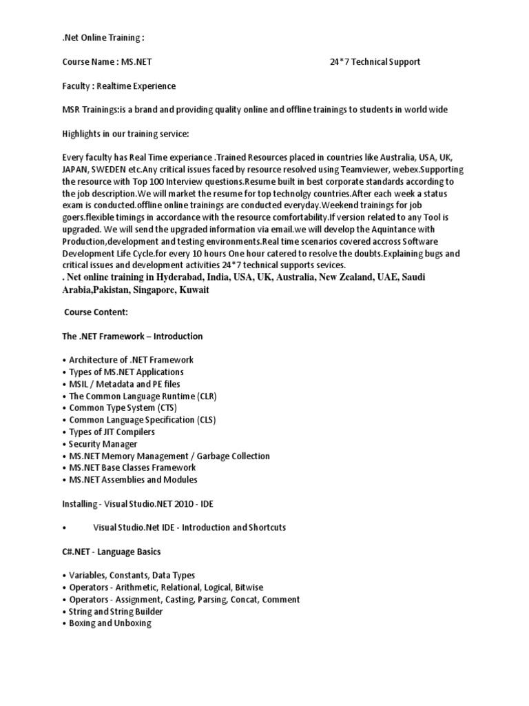 DotNet Online Training | PDF | Class (Computer Programming) | Method ... DotNet Online Training | PDF | Class (Computer Programming) | Method ...