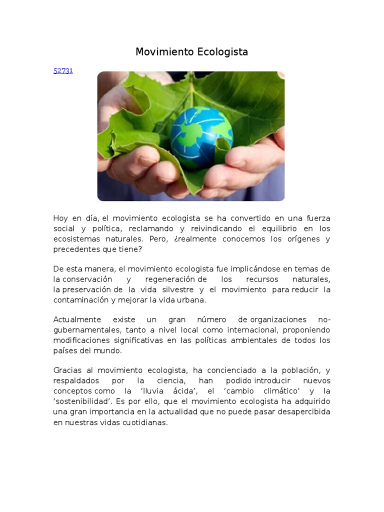Importancia del Movimiento Ecologista | PDF | Ambientalismo | Entorno ...