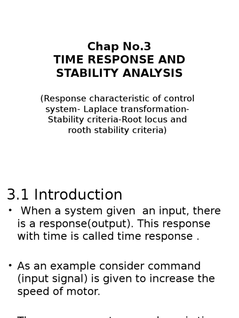 Chap No.3 Time Response and Stability Analysis | PDF | Laplace ...