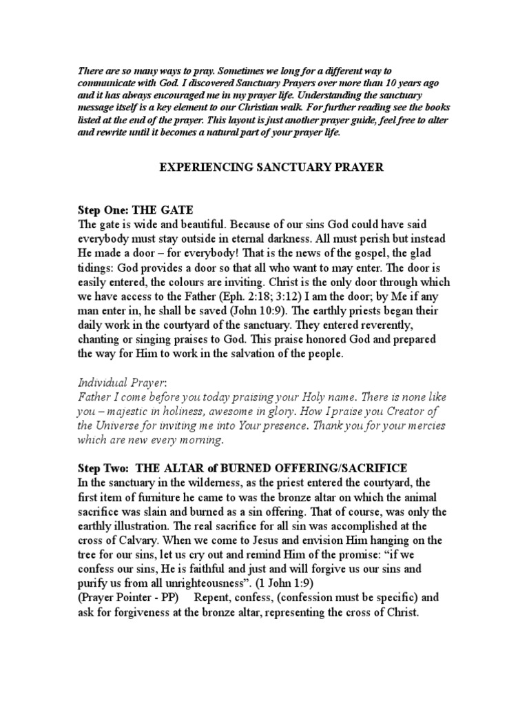 Sanctuary Prayer | PDF | Confession (Religion) | Prayer