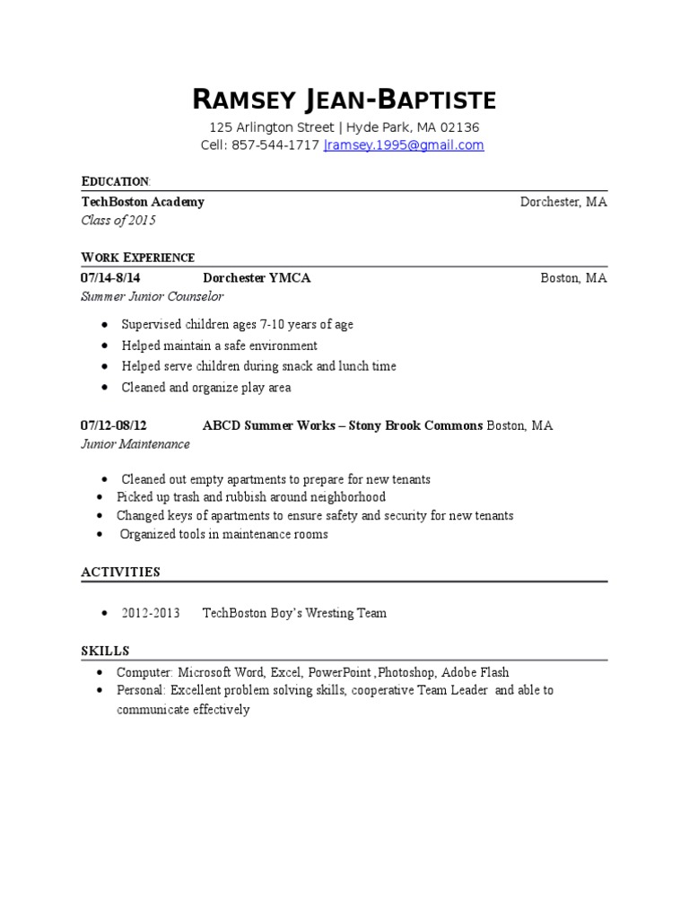 Ramsey Jean-Baptiste Resume | PDF