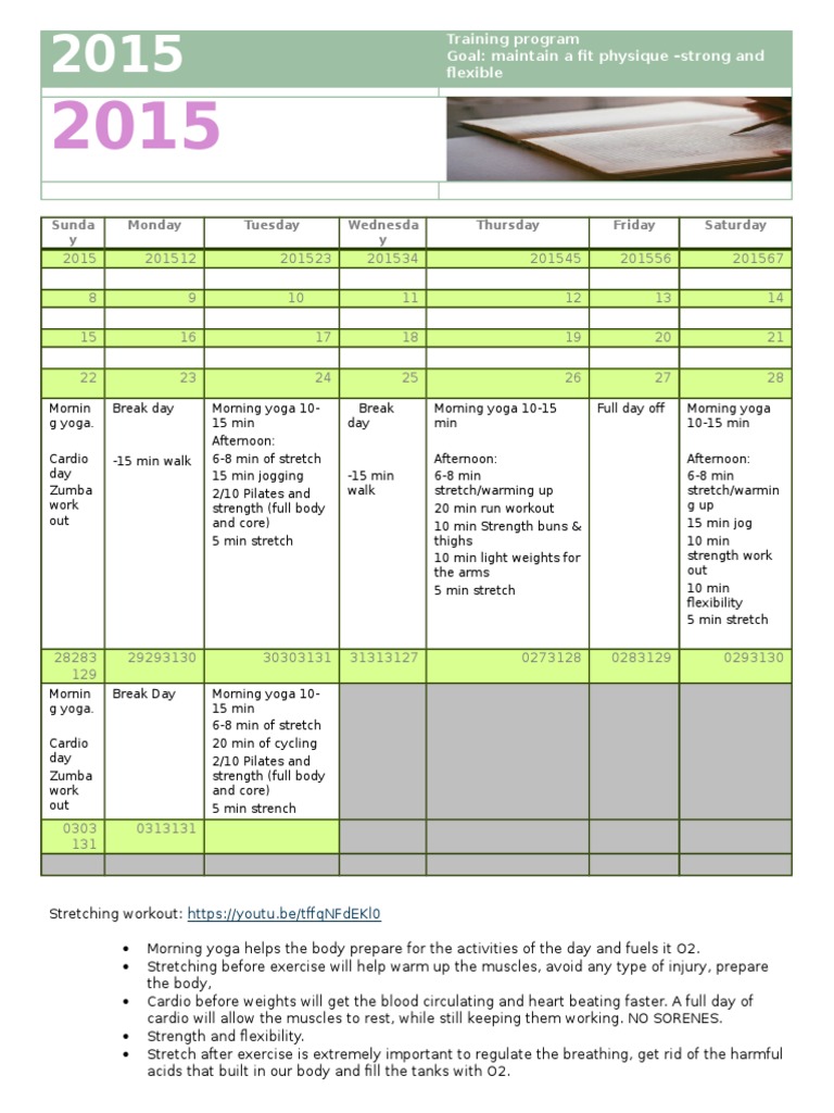2015 Fitness Training Program Schedule | PDF