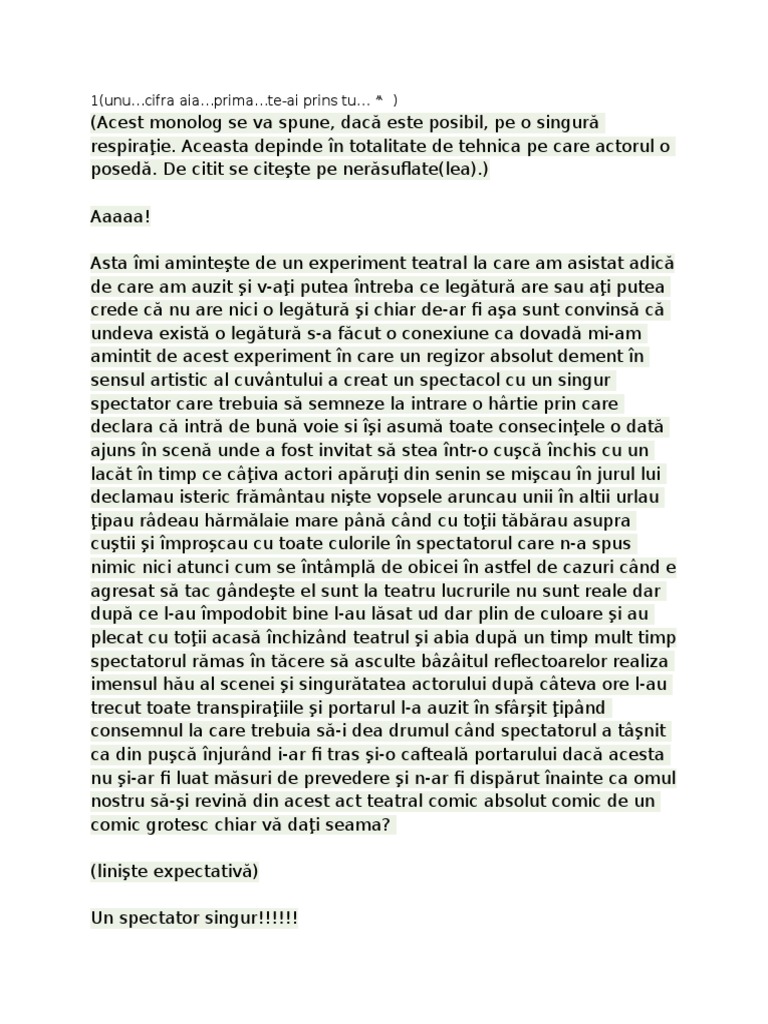 Monoloage... Surprinzator ..Nu (Semnul Intrebarii) | PDF