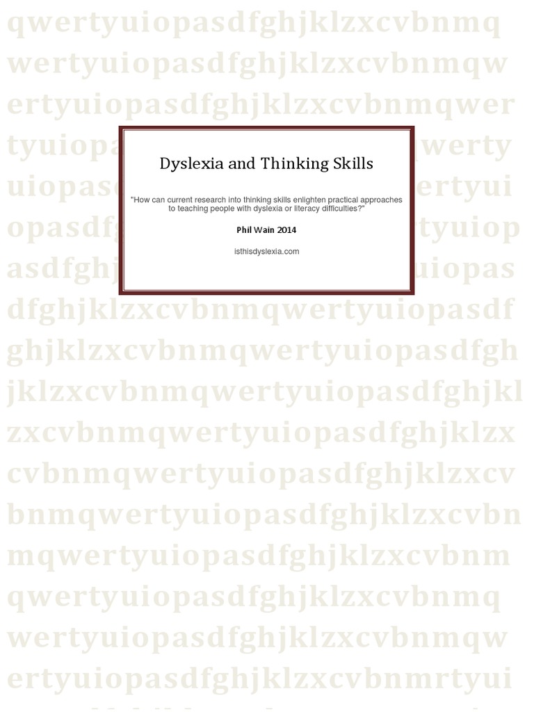 Dyslexia and Thinking Skills | PDF | Dyslexia | Thought