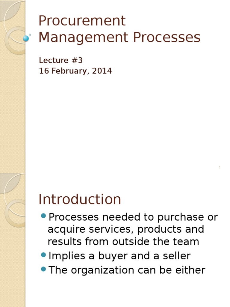 Procurement Management Processes Overview | PDF | Procurement | Prices