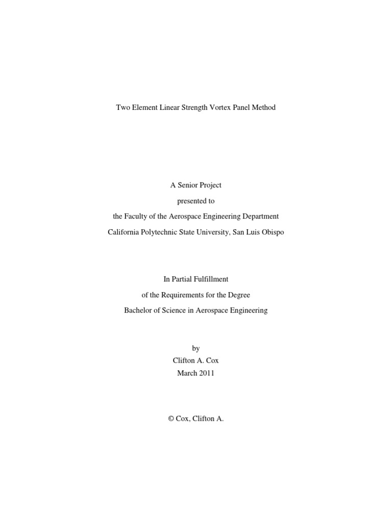 Two Element Linear Strength Vortex Panel Method | PDF | Lift (Force ...