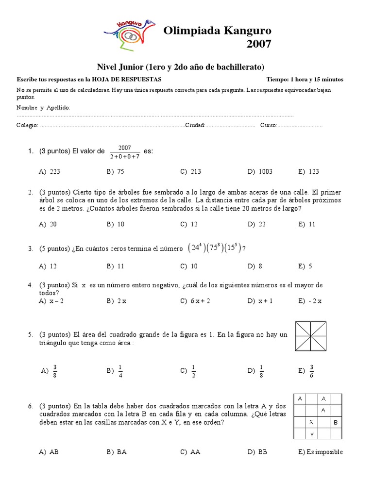 Prueba Matematica Concurso | PDF