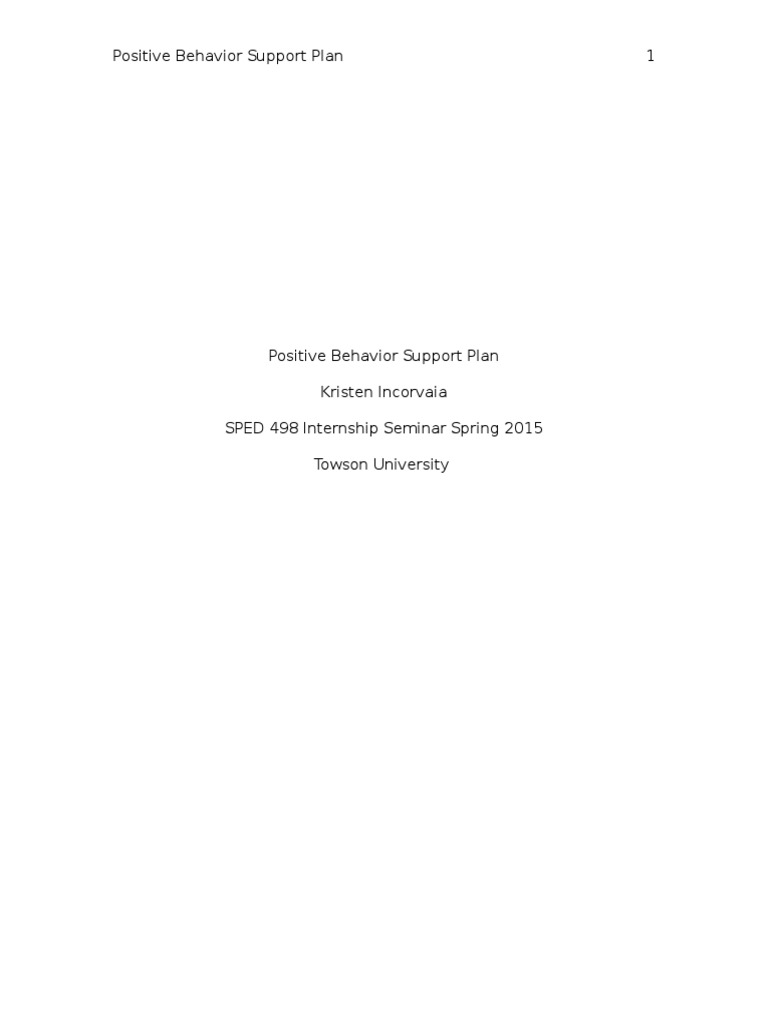 Positive Behavior Support Plan for Kendell | PDF | Classroom Management ...