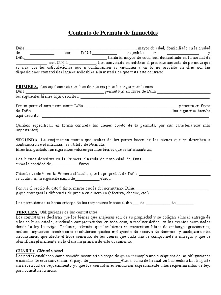 Contrato Permuta Inmuebles | Impuestos | Gobierno