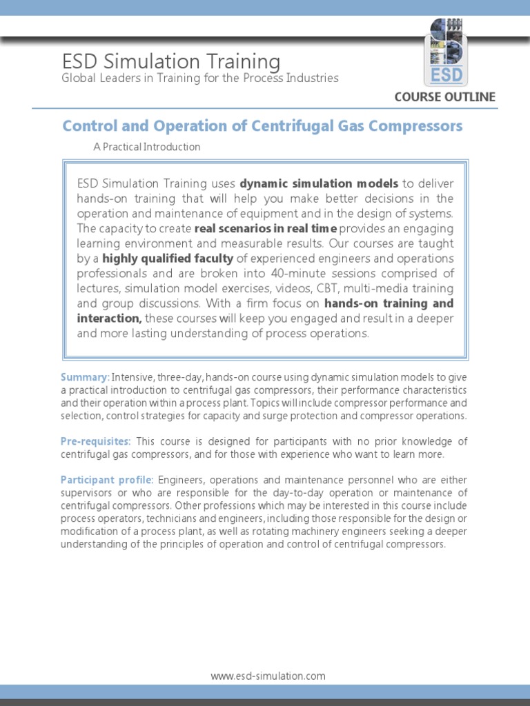 Centrifugal Gas Compressor Simulation Course | PDF | Simulation | Gas ...