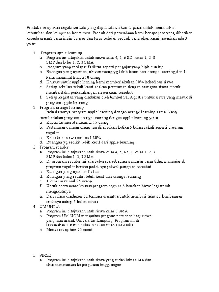Analisis 4p Dan Swot Bimbel SIFA | PDF