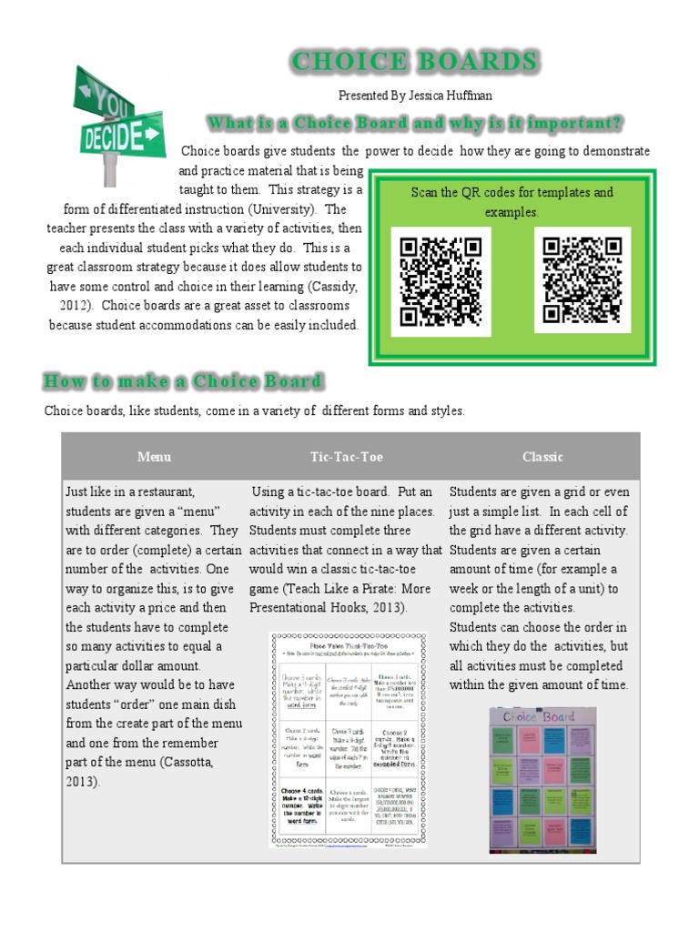 Choice Board Instructional Strategy | PDF | Differentiated Instruction ...