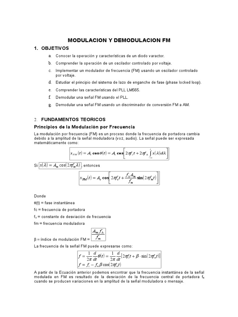 Practica # 3 Modulacion y Demodulacion FM | PDF | Modulación de frecuencia | Diodo