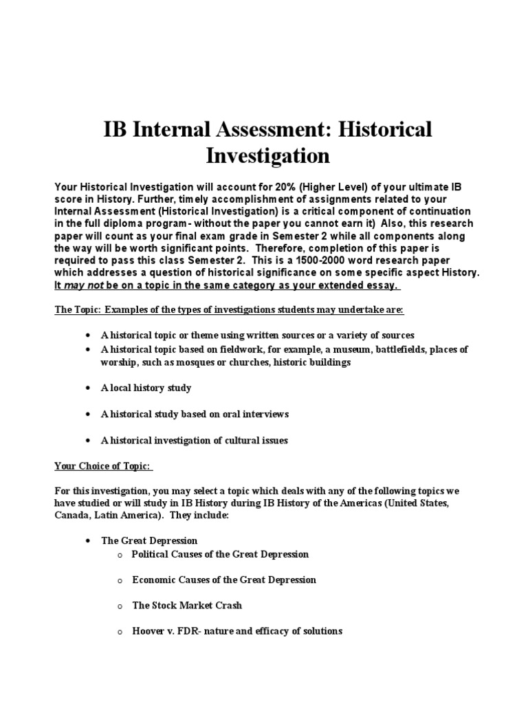 Historical Investigation Format 2012-2013 | PDF | Evaluation | Great ...