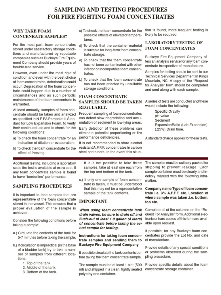 Foam Sampling Testing Procedure | PDF | Foam | Chemistry