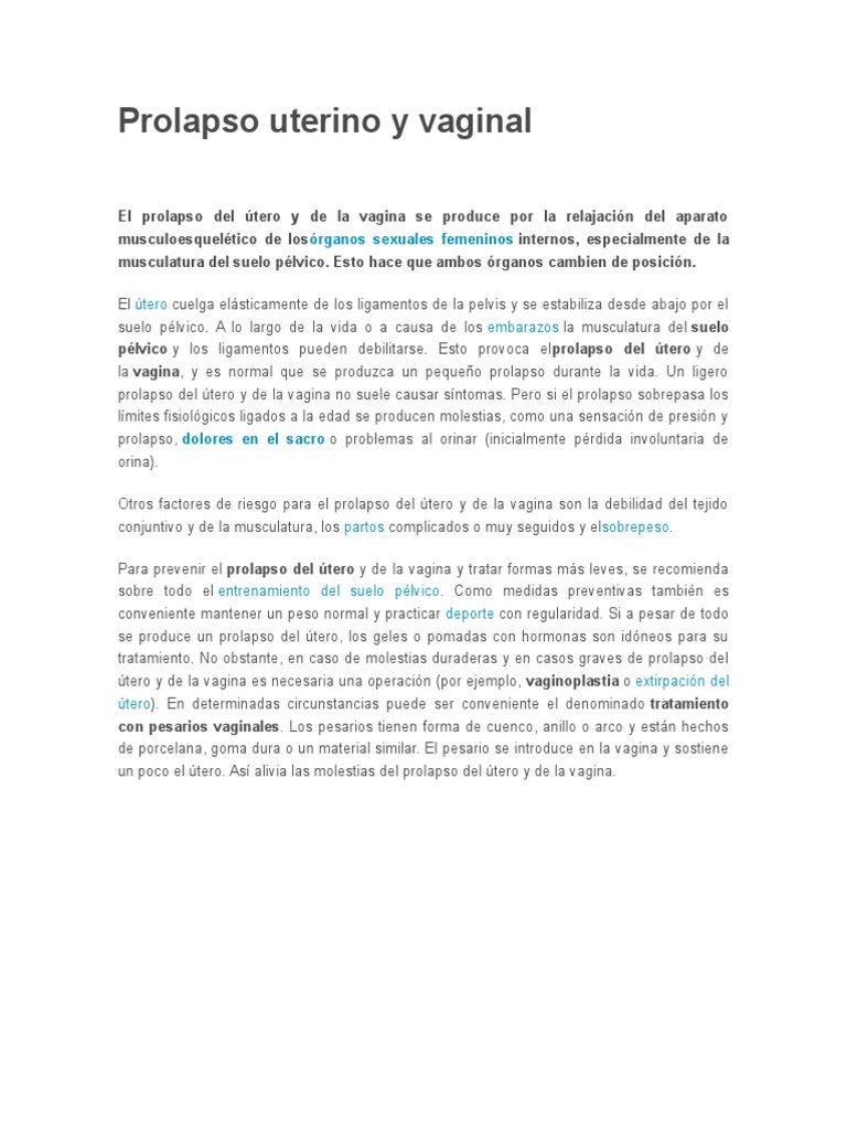 Prolapso Uterino y Vaginal | PDF | Vagina | Útero