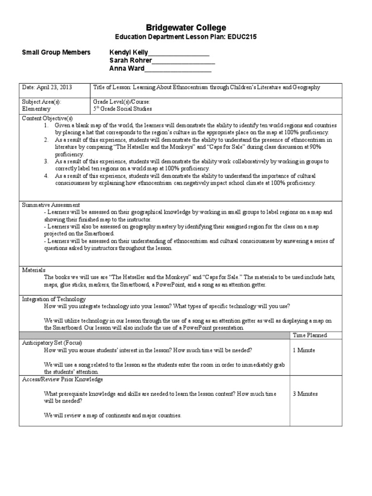 Diversity Lesson Plan Template | PDF | Lesson Plan | Educational Assessment