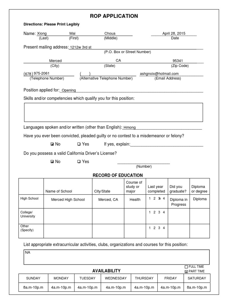 ROP Application Form Template | PDF | Business | Finance & Money Management
