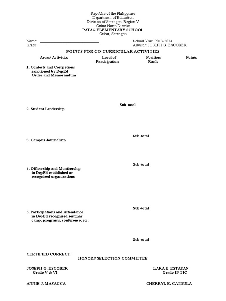 FORM Points Curriculum | PDF