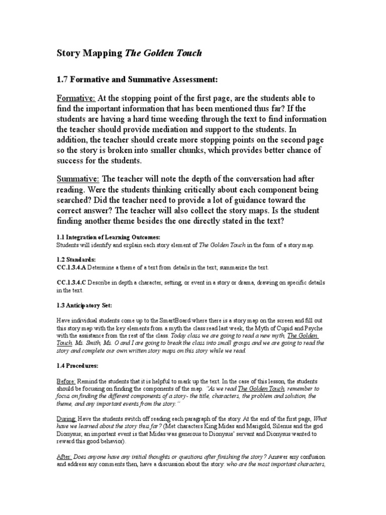 Story Mapping King Midas' Golden Touch | PDF | Dionysus | Educational ...