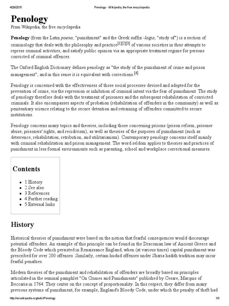 Penology - Wikipedia, The Free Encyclopedia PDF | PDF | Penology ...