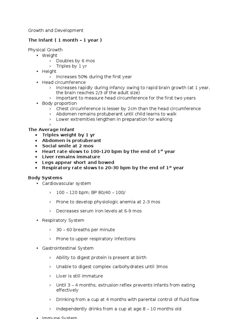 Growth and Development-Handouts | PDF | Adolescence | Infants