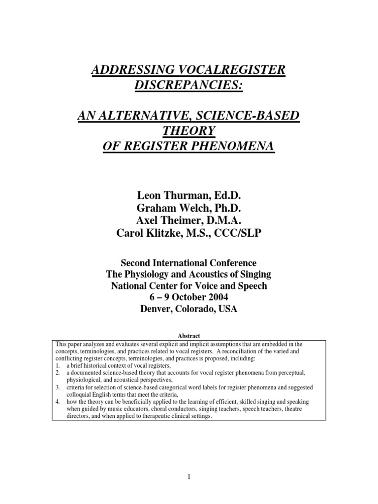 A Science-Based Explanation of Vocal Registers | PDF | Singing | Larynx
