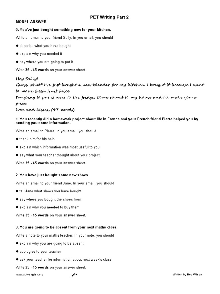 Pet Writing Part 2 | PDF