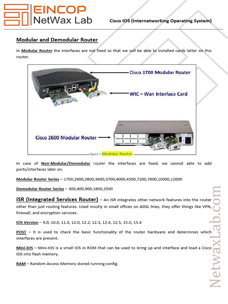 Cisco IOS (Internetworking Operating System) | PDF | Router (Computing ...