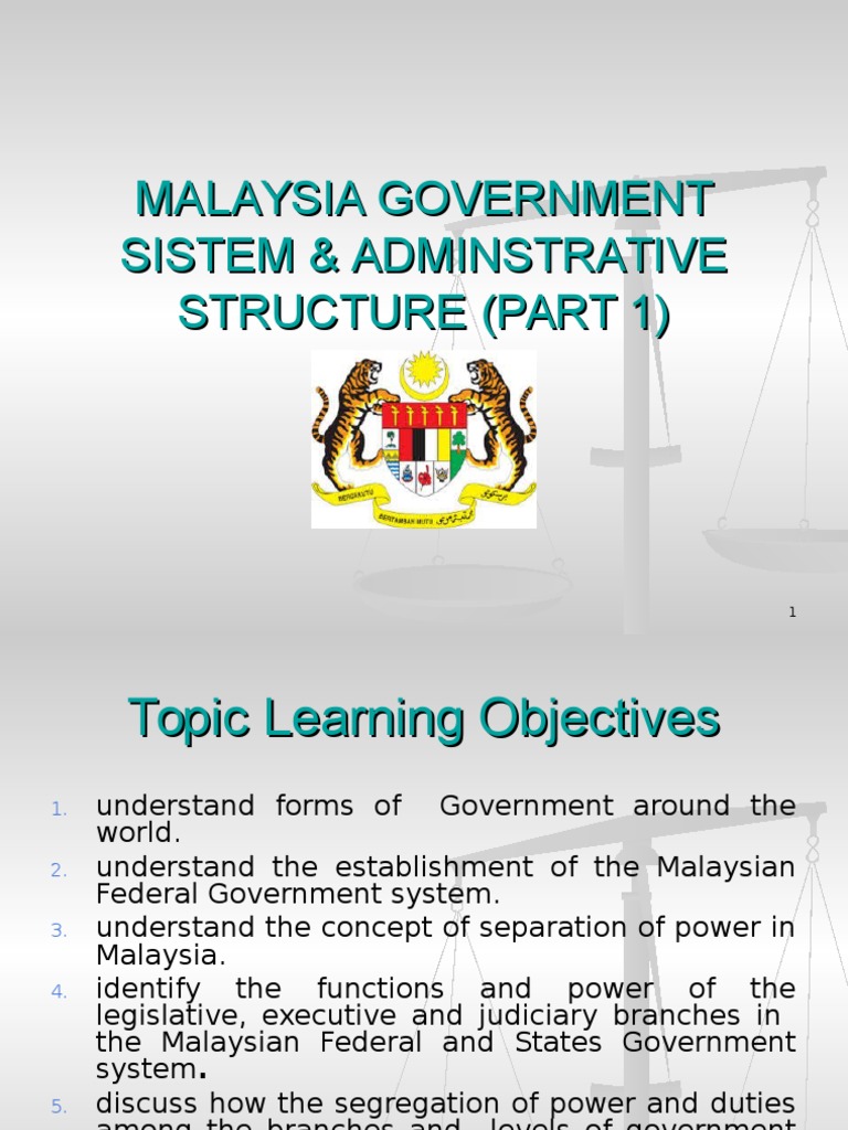 Topic 2a Malaysia Government Sistem Amp Adminstrative Structure | PDF ...