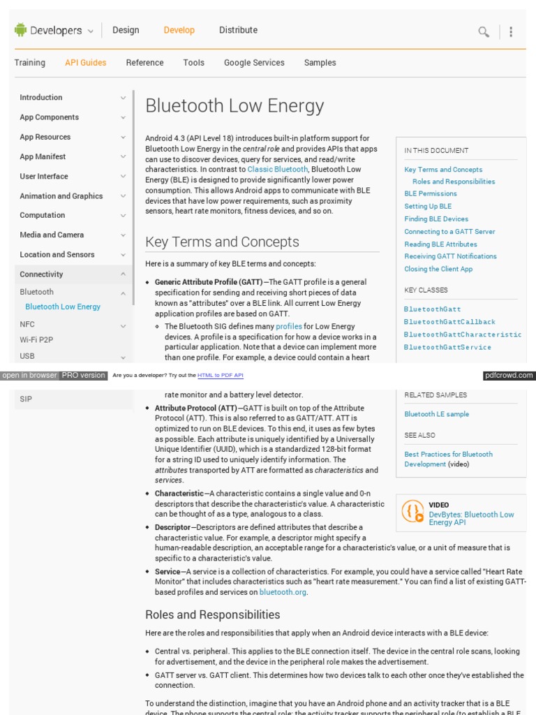 Developer Android Com Guide Topics Connectivity Bluetooth Le | PDF | Bluetooth | Application ...