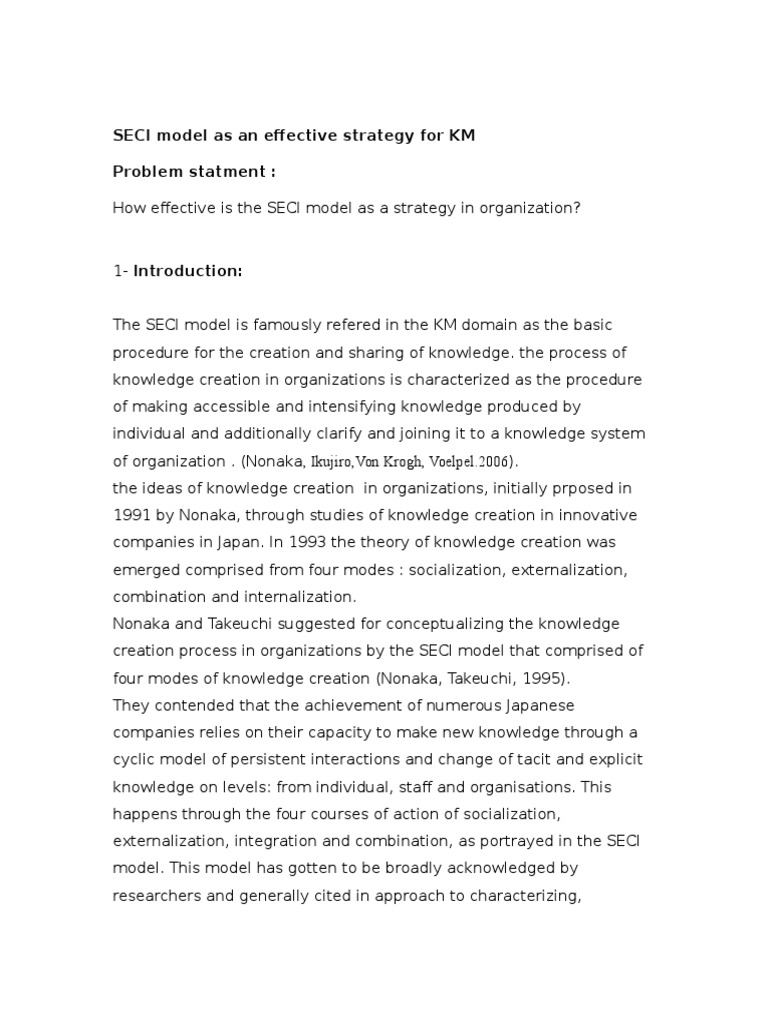 Seci Model | PDF | Knowledge Management | Strategic Management