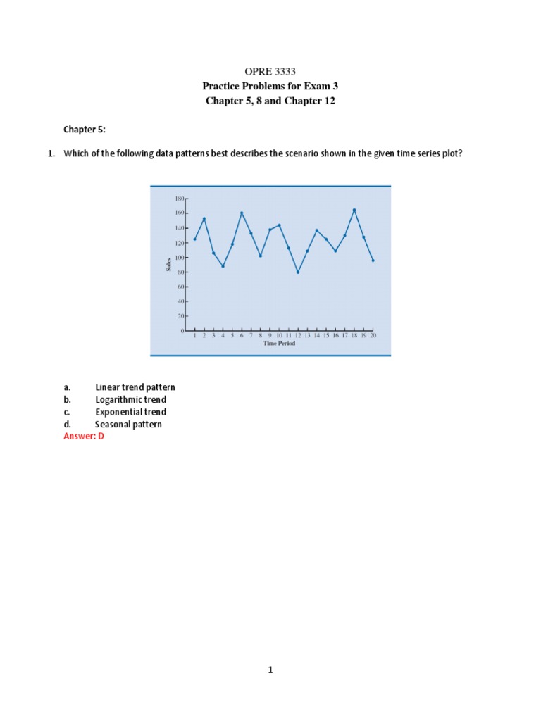 Practice Problems For Exam 3 - Solution | PDF | Forecasting | Moving Average