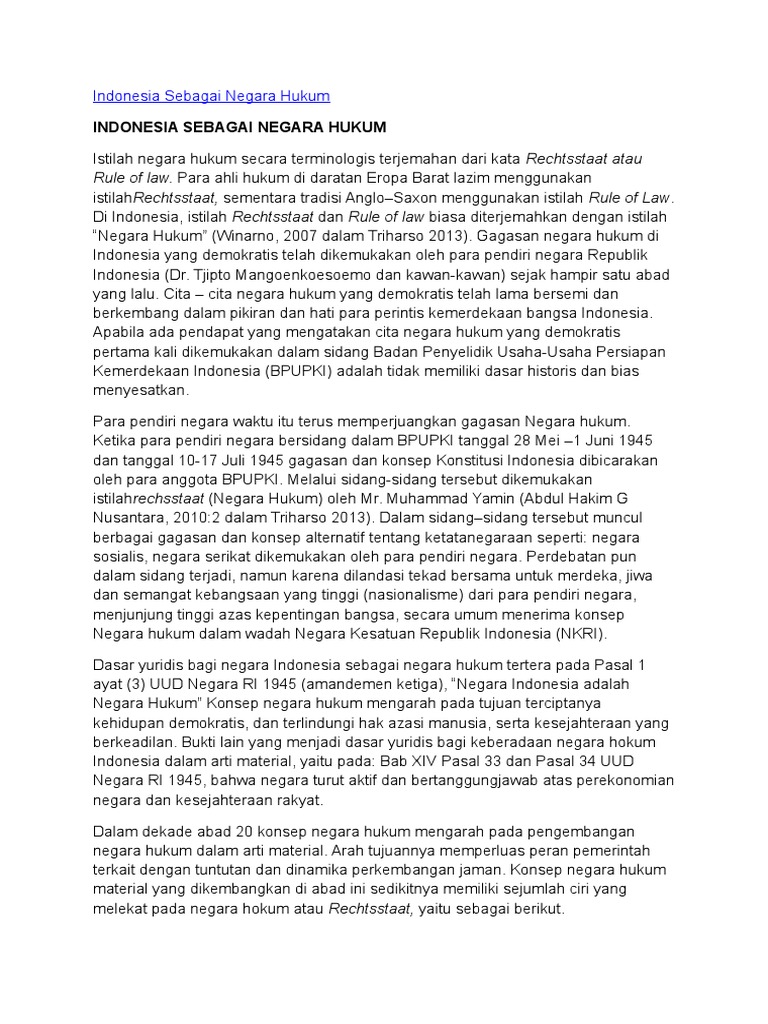 Indonesia Sebagai Negara Hukum | PDF