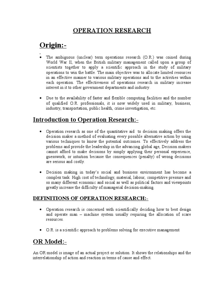 Operation Research | PDF | Mathematical Optimization | Linear Programming