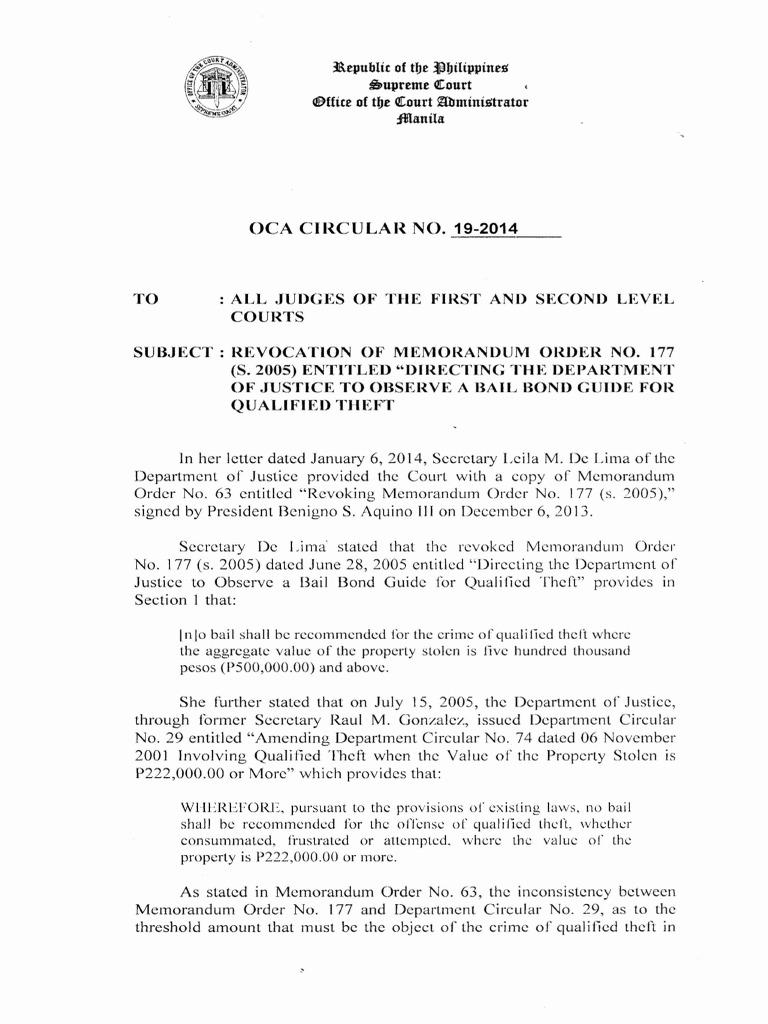 Qualified Theft - Bail | PDF | Bail | Theft