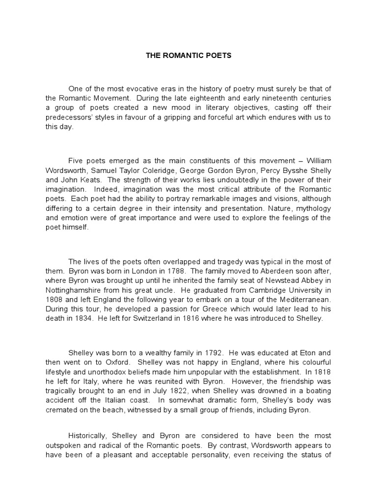 The Romantic Poets | PDF | John Keats | Romanticism
