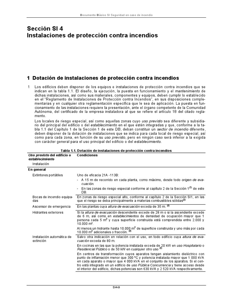 Cte DB Si 4 | PDF | Protección contra incendios | Ascensor