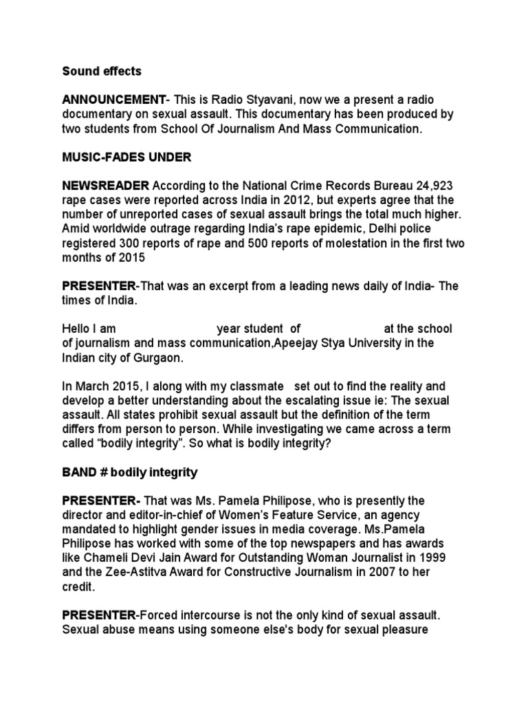 sexual assault script.docx | Sexual Assault | Rape