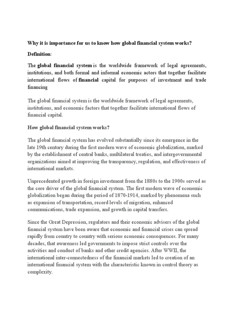 Understanding the Global Financial System | PDF | Global Financial ...