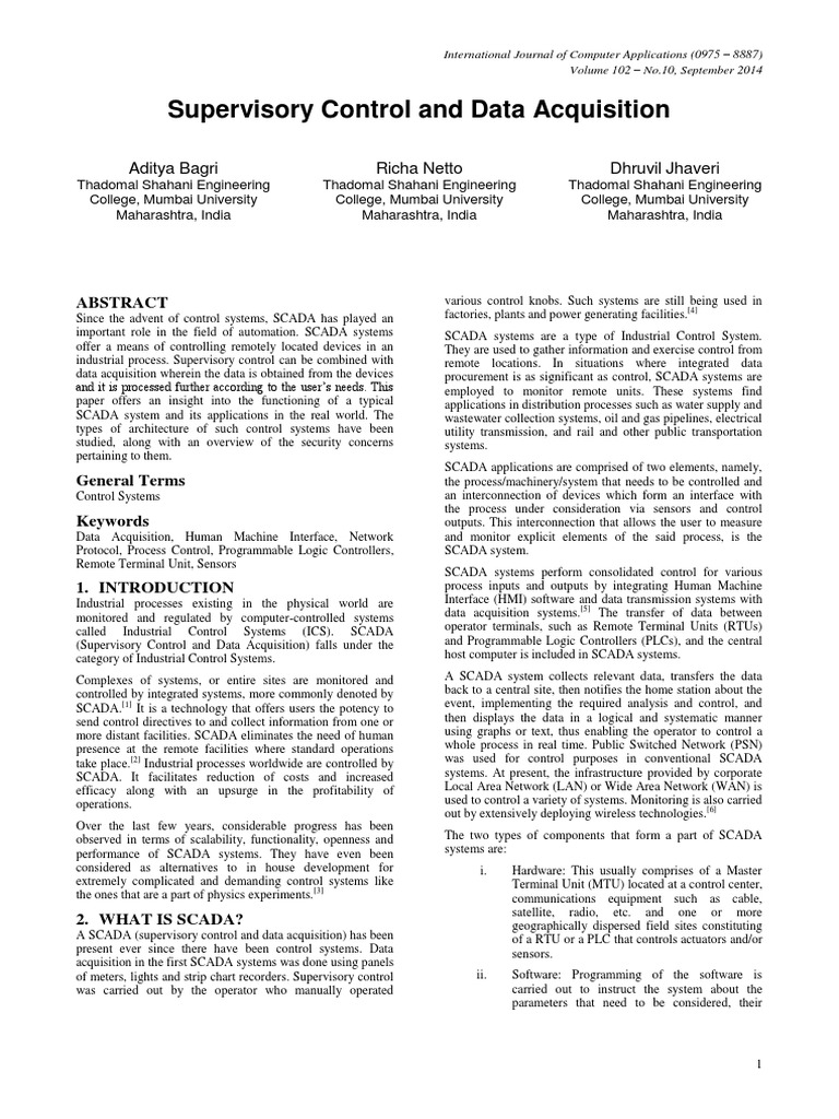 Scada Introduction | PDF | Scada | Programmable Logic Controller