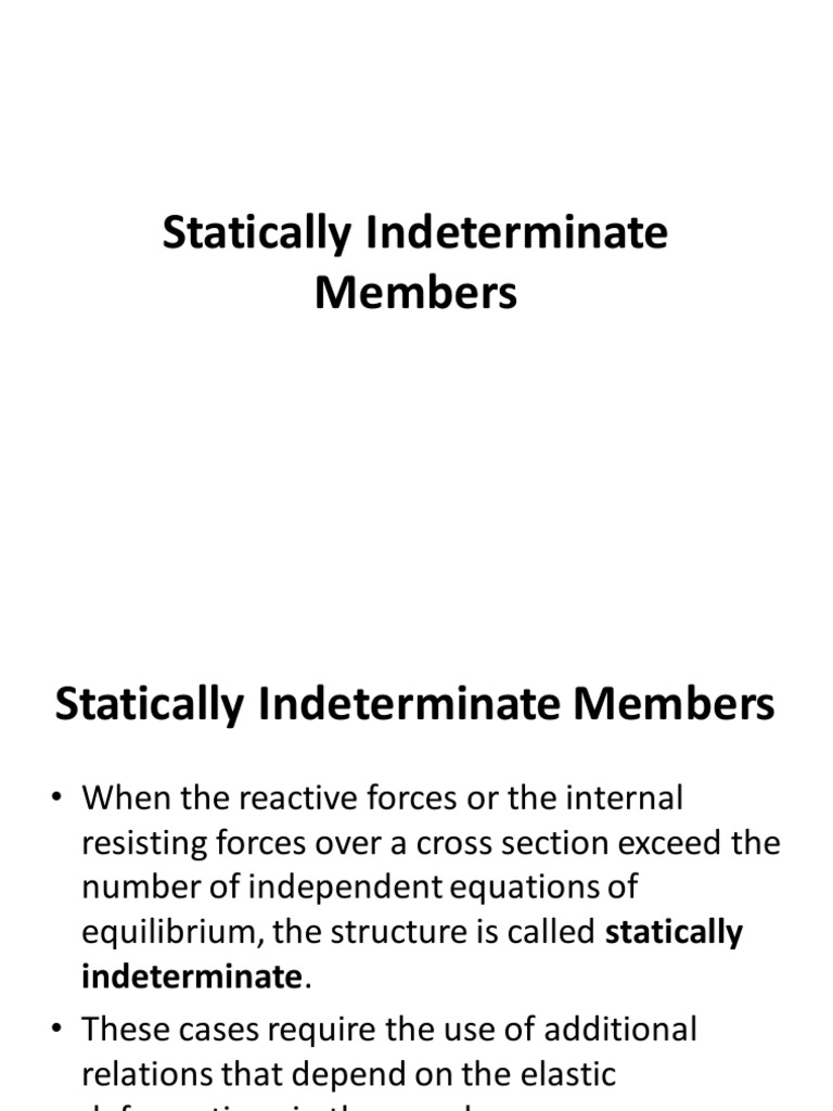 Statically Indeterminate Structures Guide | PDF | Column | Stress ...