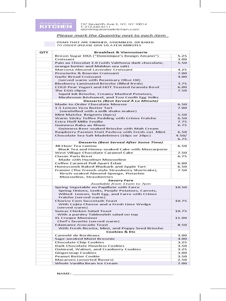 DAK Menu | PDF