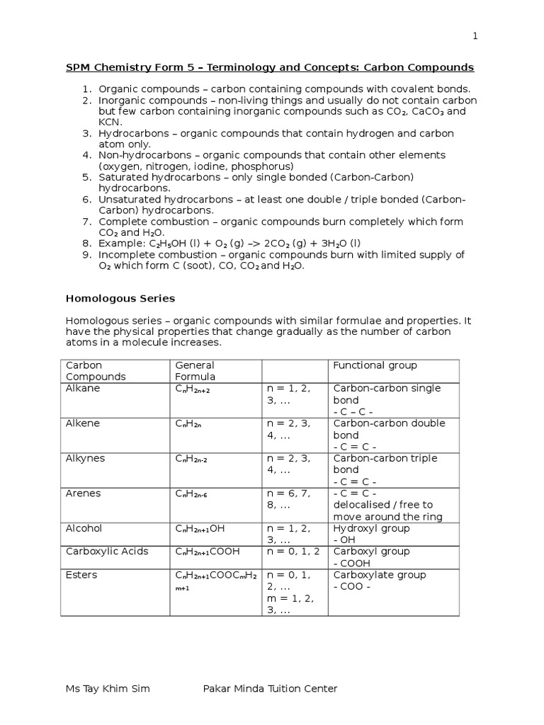 SPM Chemistry Form 5 Chap 2 | PDF | Fat | Alkane