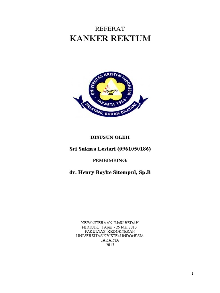 Referat (Kanker Rektum) | PDF | Pengembangan Diri | Kesehatan Holistik