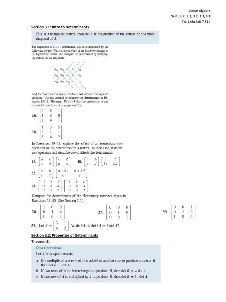 Determinant Properties and Intro To Vector Spaces | PDF