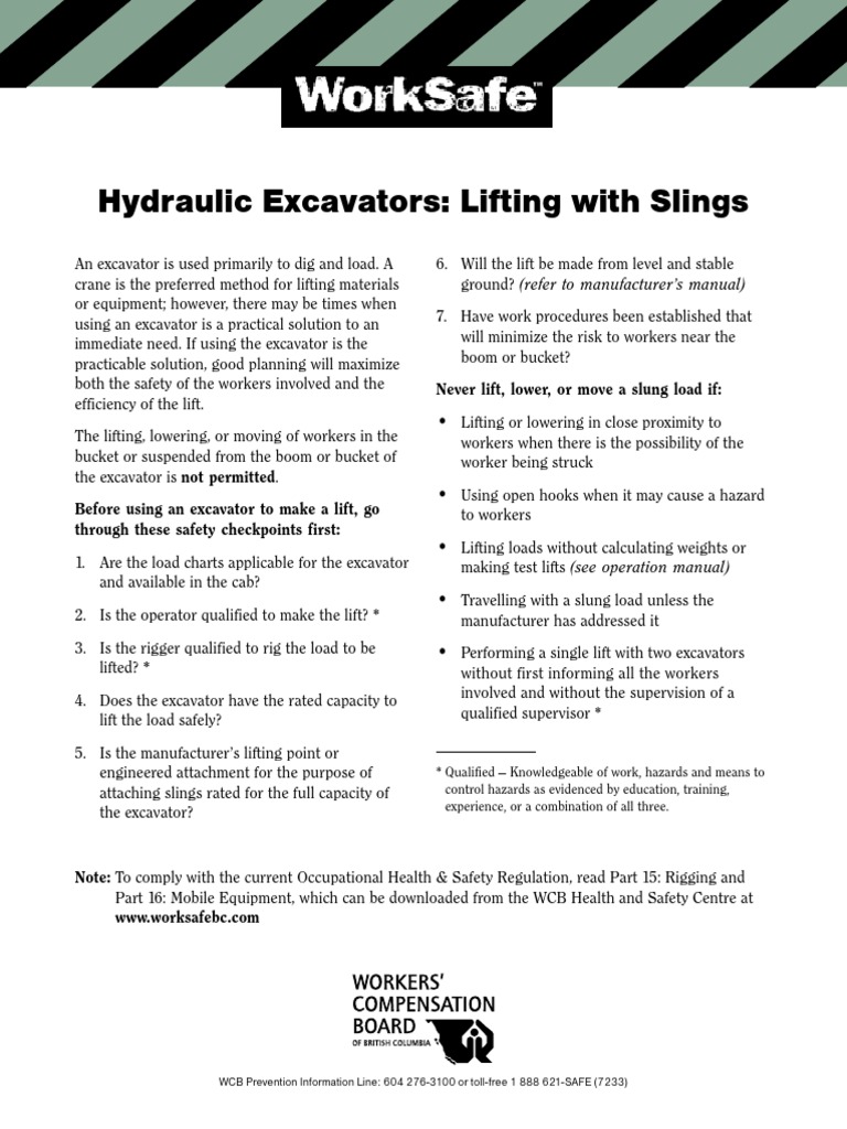 Excavator Lifting Safety Guidelines | PDF