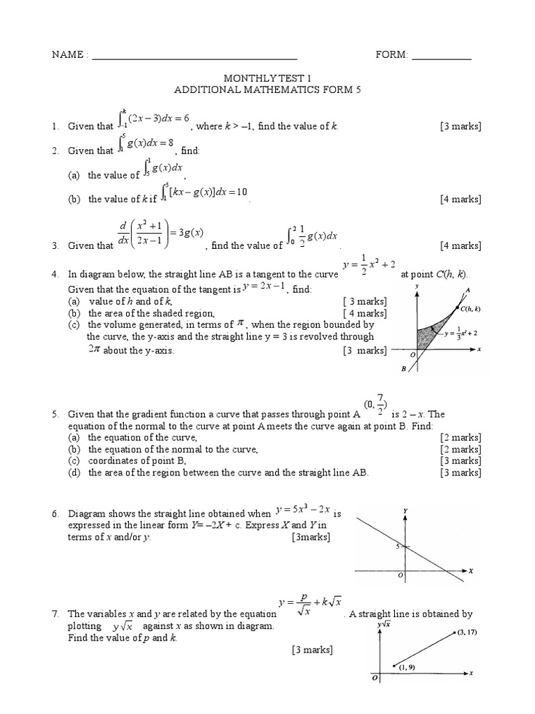 Add Maths Form 5 - First Monthly Test | PDF | Logarithm | Equations