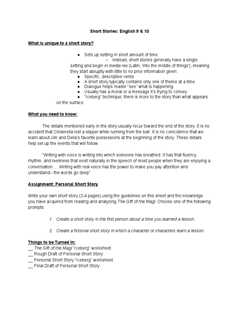 Shortstoryassignment | PDF | Short Stories | Communication