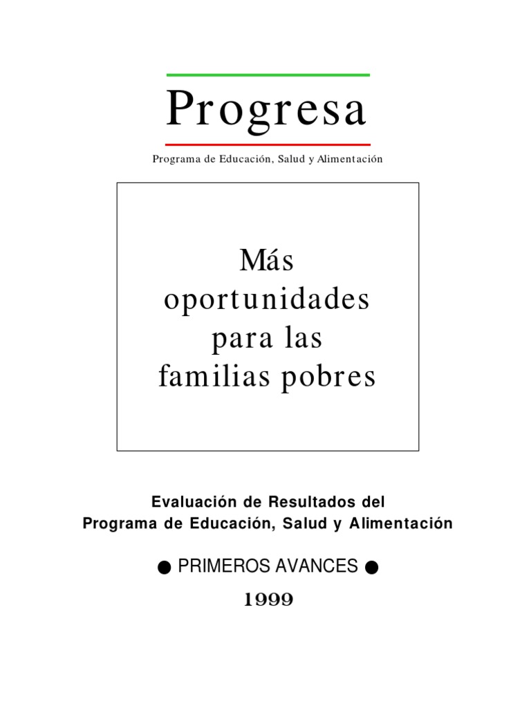 1999 Libro Evaluacion Programa Progresa | PDF | Pobreza | Pobreza e ...